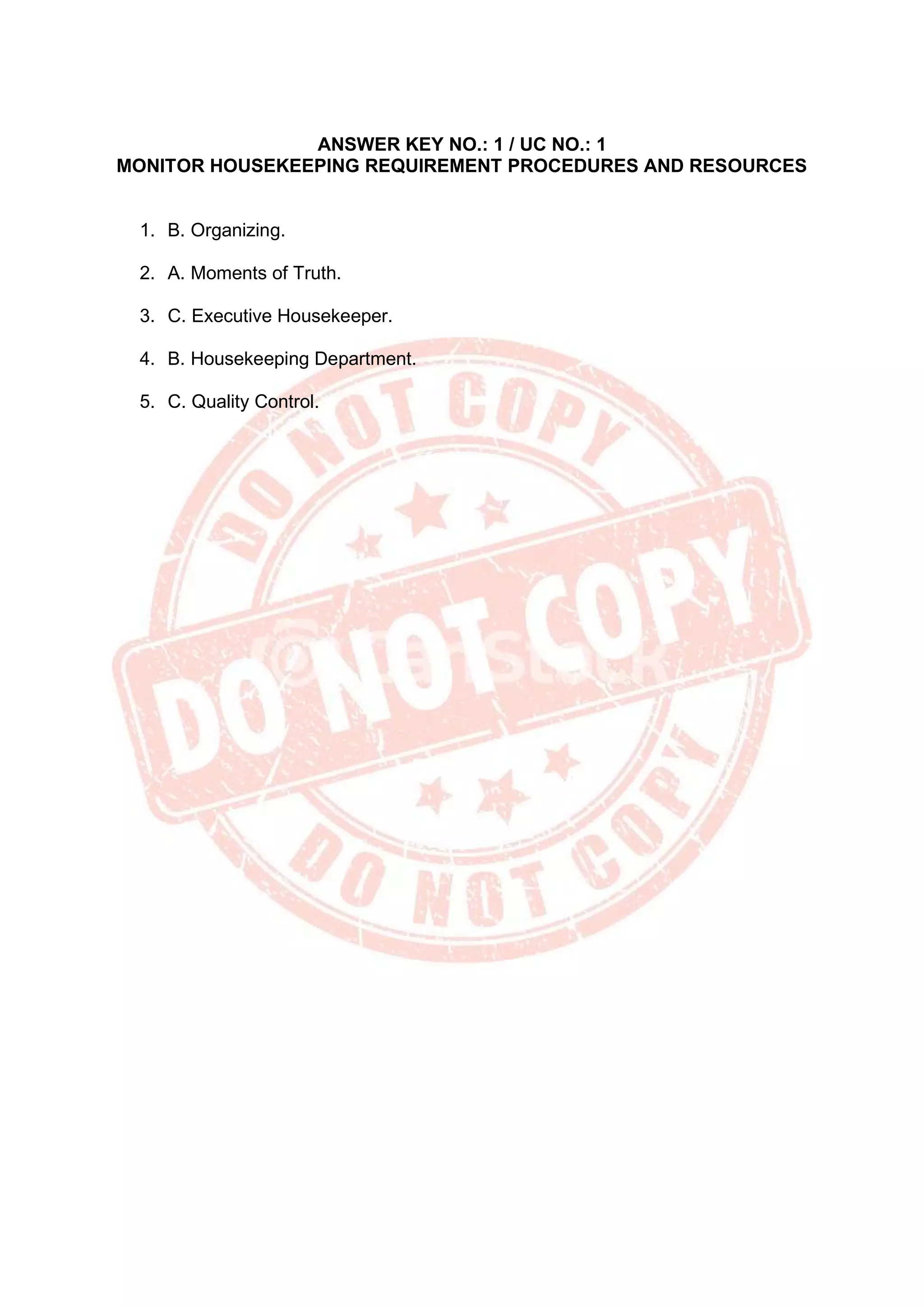 HOUSEKEEPING NC III - CBLM | PDF