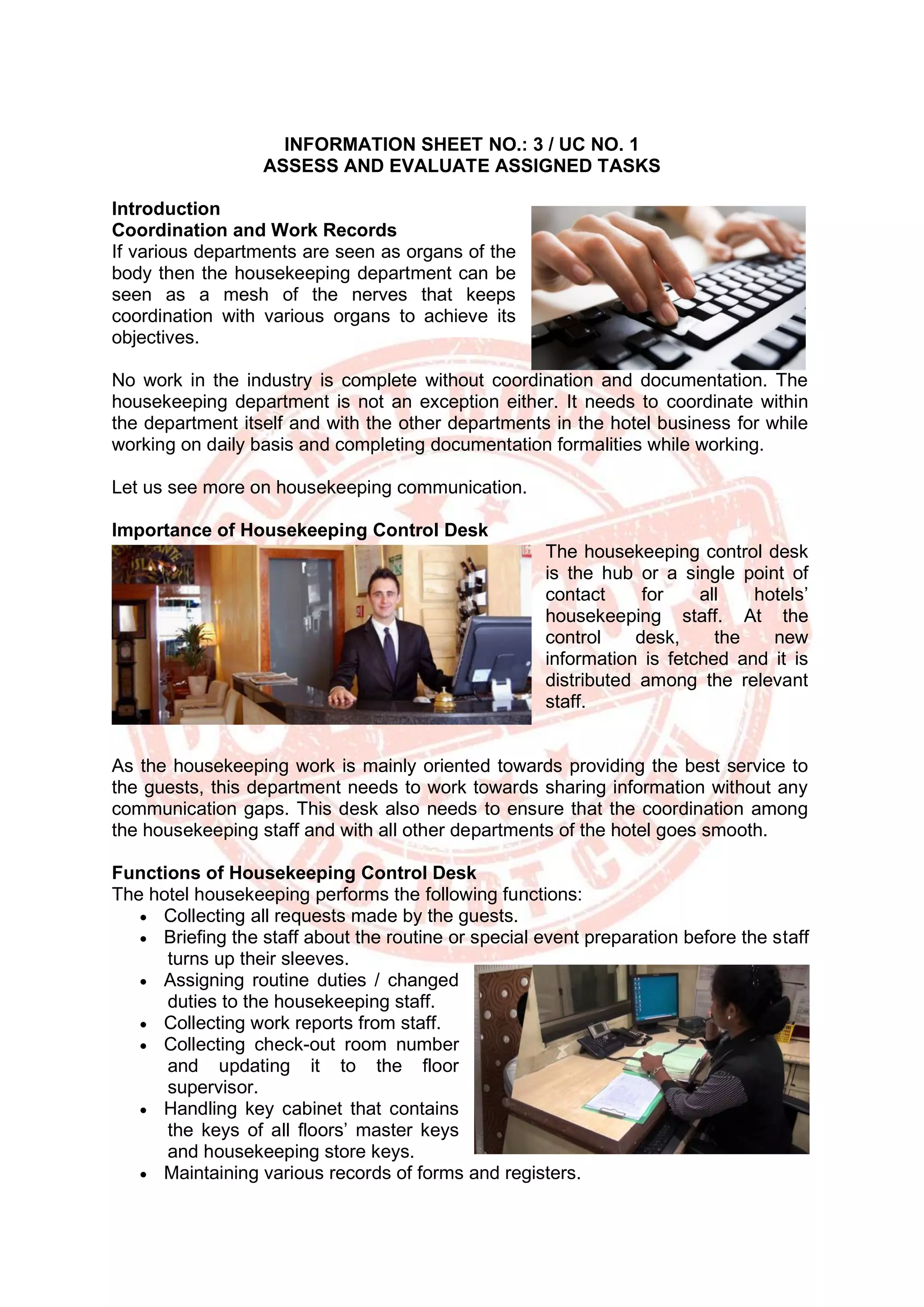 HOUSEKEEPING NC III - CBLM | PDF