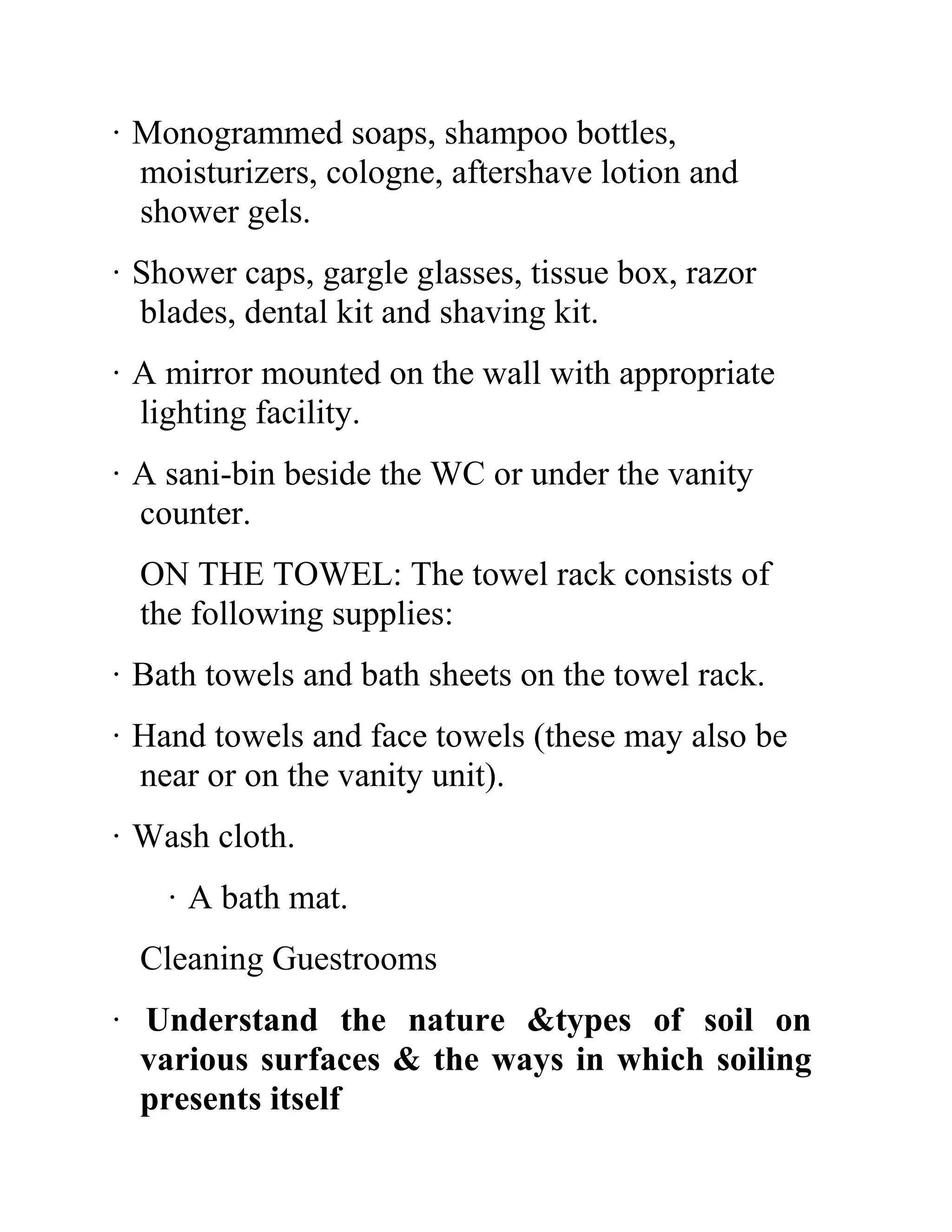 housekeeping notes for hotel management graduates | DOC