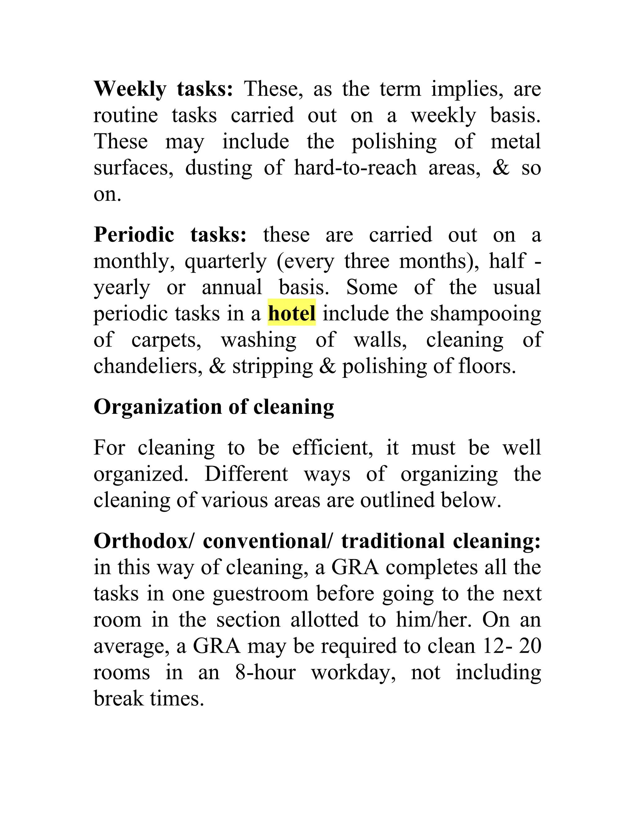 housekeeping notes for hotel management graduates | DOC