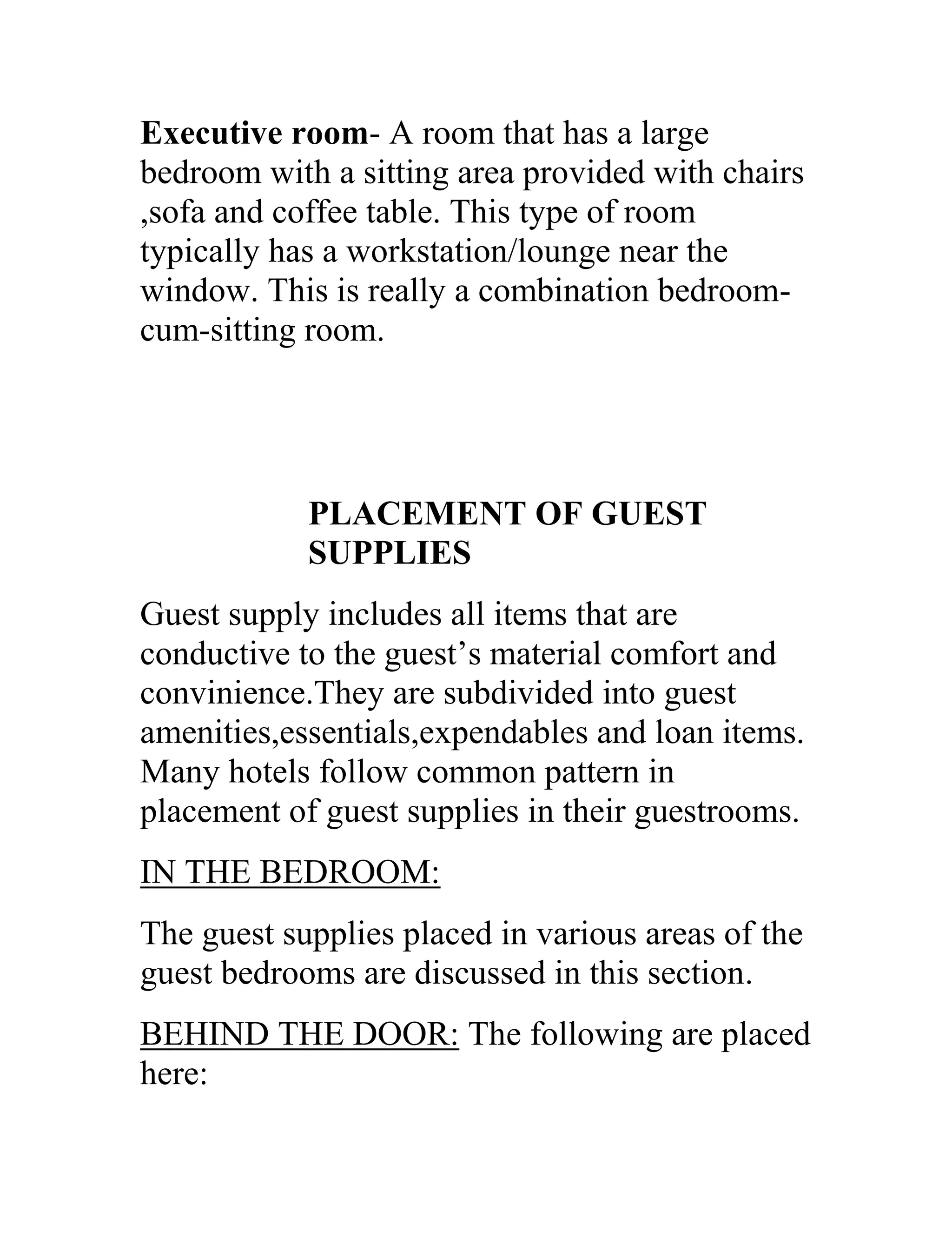 housekeeping notes for hotel management graduates | DOC