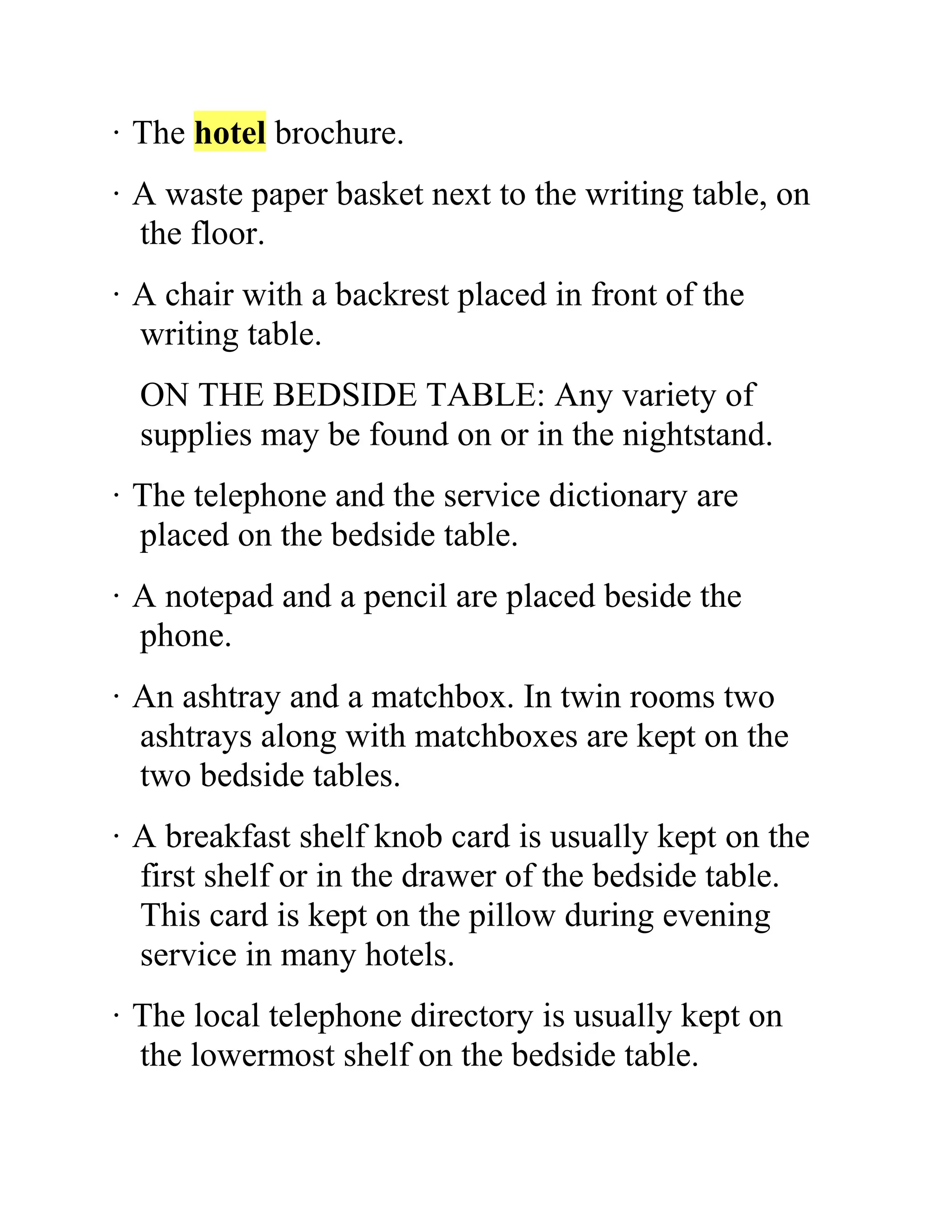 housekeeping notes for hotel management graduates | DOC