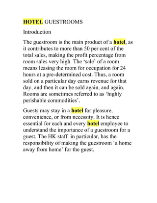 housekeeping notes for hotel management graduates | PDF