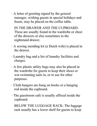 housekeeping notes for hotel management graduates | DOC