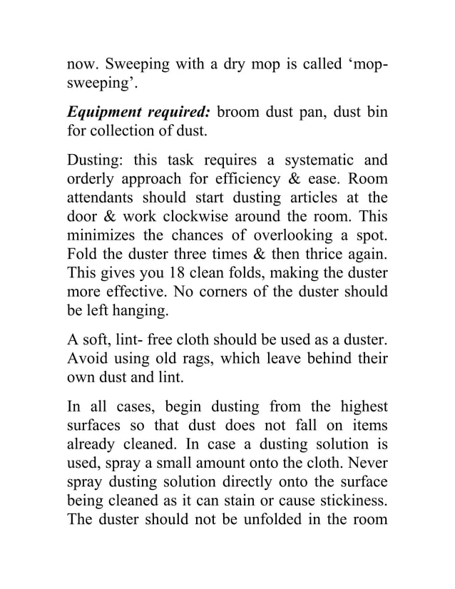 housekeeping notes for hotel management graduates | DOC