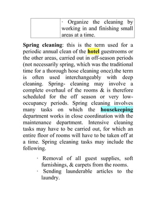 housekeeping notes for hotel management graduates | DOC