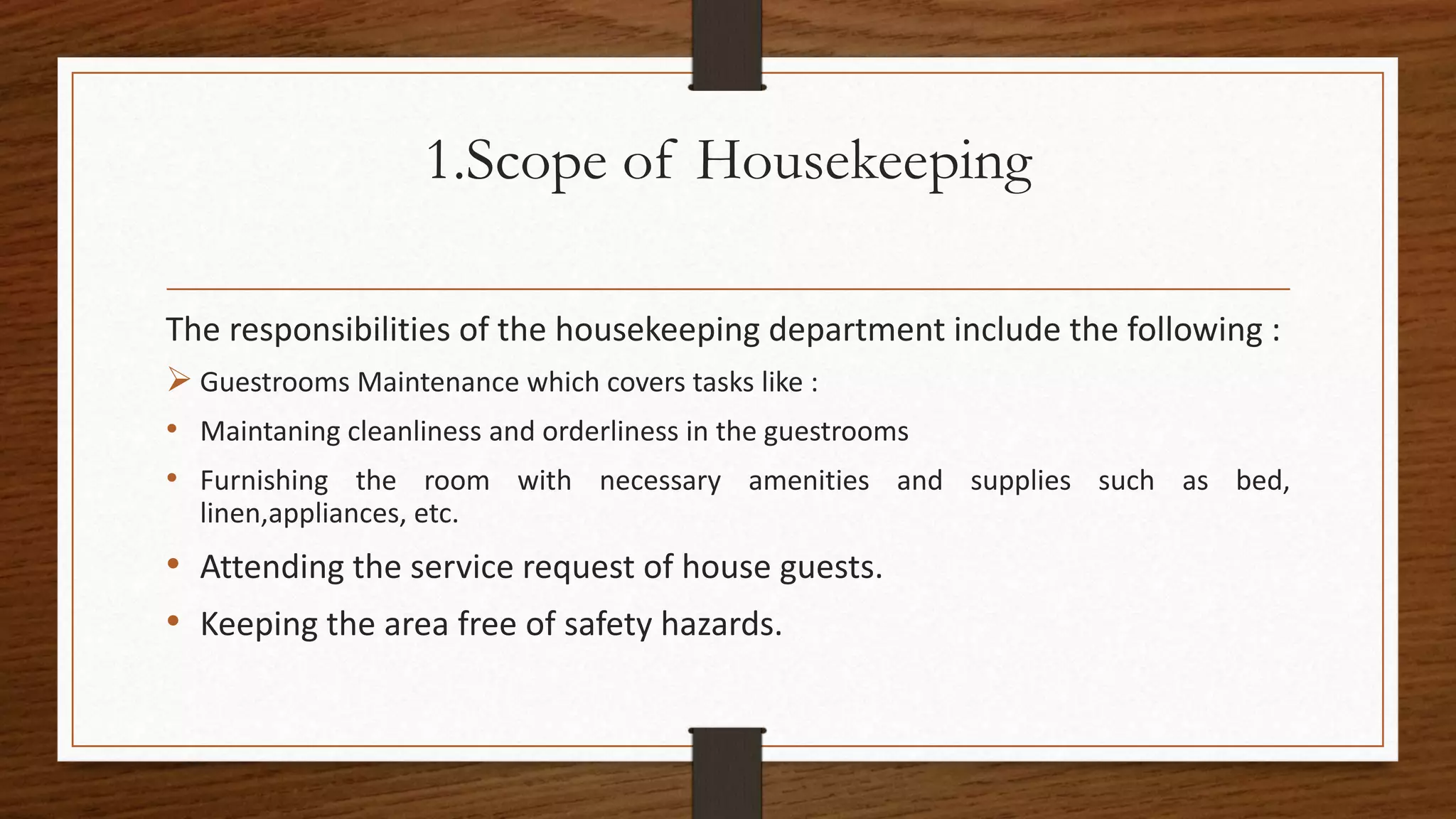Housekeeping Organization by Shaira Cruz | PPTX