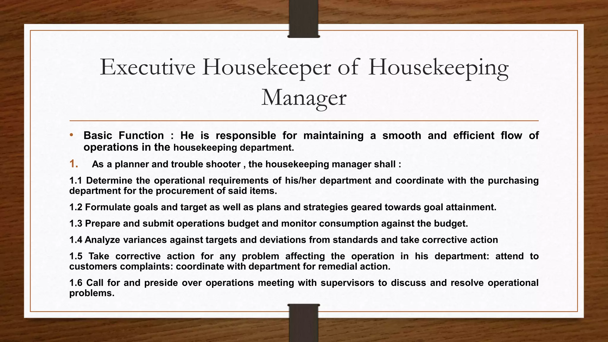 Housekeeping Organization by Shaira Cruz | PPTX