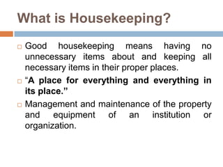 Housekeeping ppt | PPTX