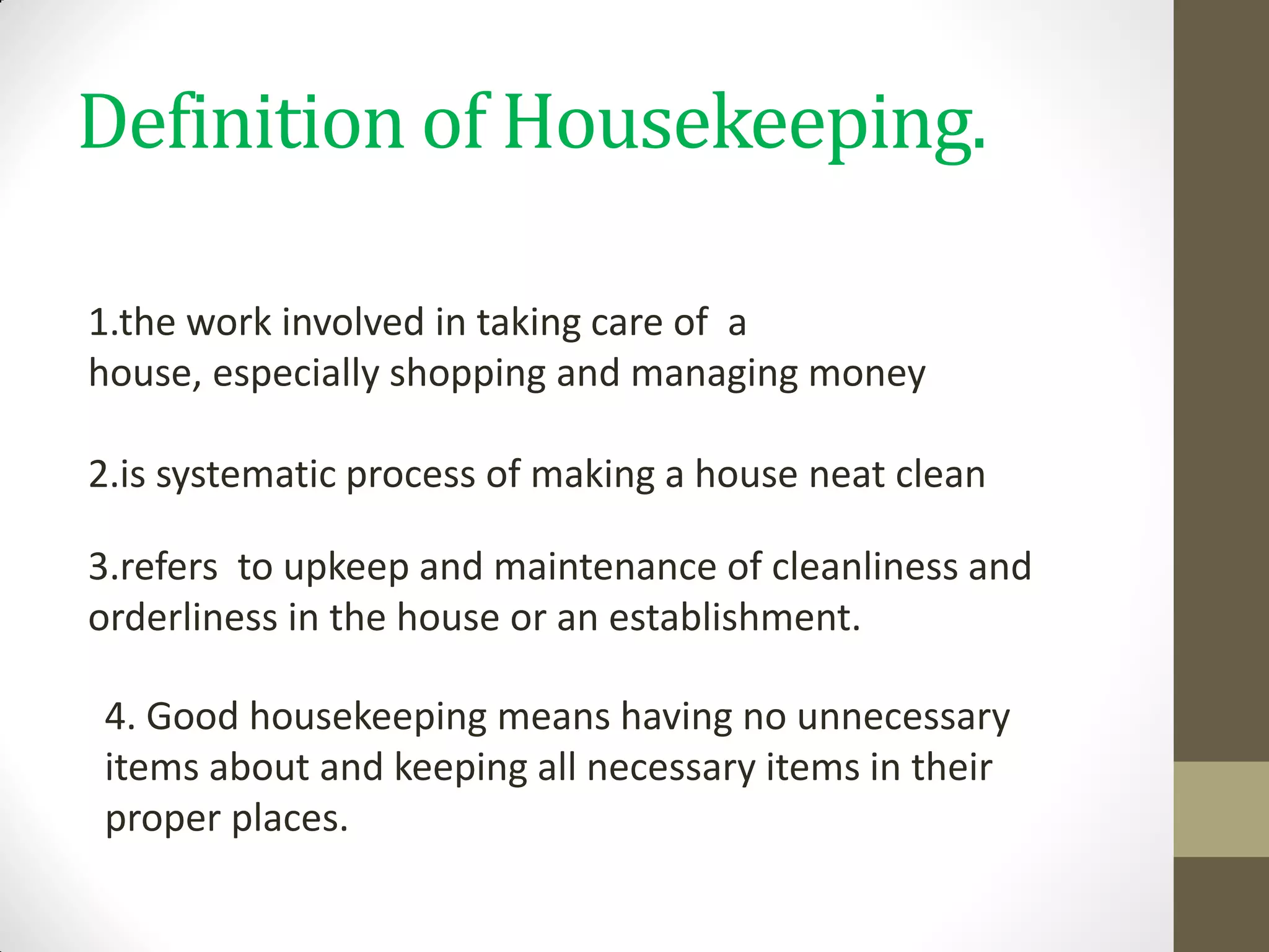 Housekeeping | PDF