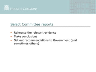 House of Commons select committees | PPTX | Law