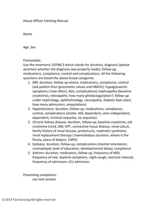 House officer clerking manual copy | PDF
