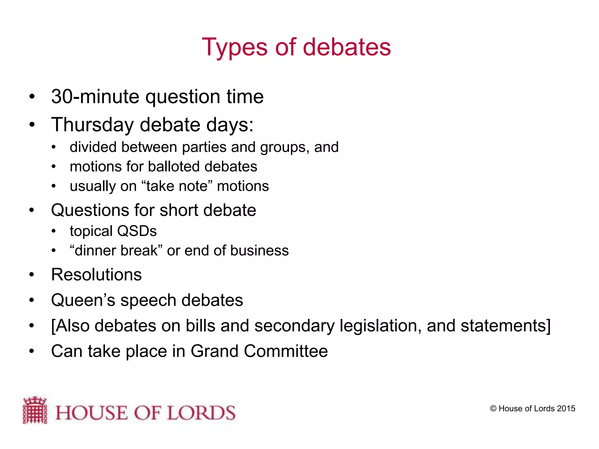 House of Lords debates and voting | PPTX