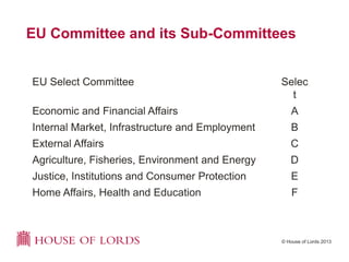 House of Lords EU Select Committee | PPT