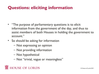 House of Lords Parliamentary Questions | POT