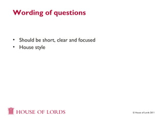 House of Lords Parliamentary Questions | POT