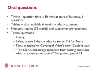 House of Lords Parliamentary Questions | POT