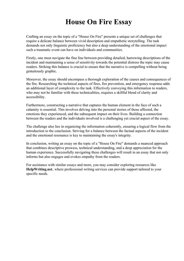 House On Fire Essay | PDF