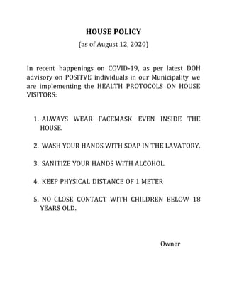 House policy | DOCX
