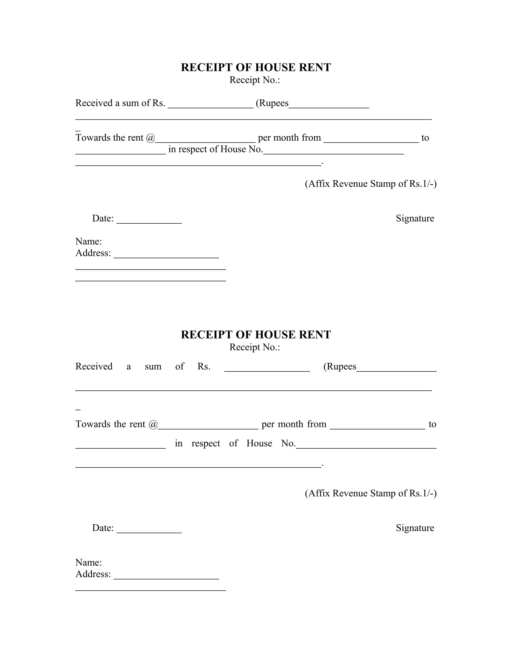House rent receipt | PDF