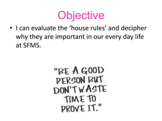House Rules lesson | PPTX