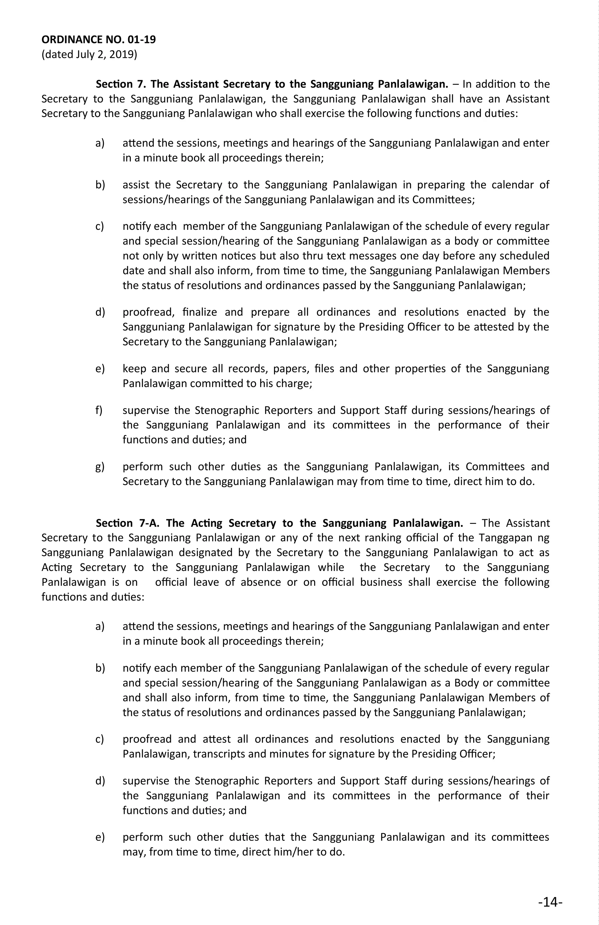 19th Sangguniang Panlalawigan House Rules of Procedures and Committee ...