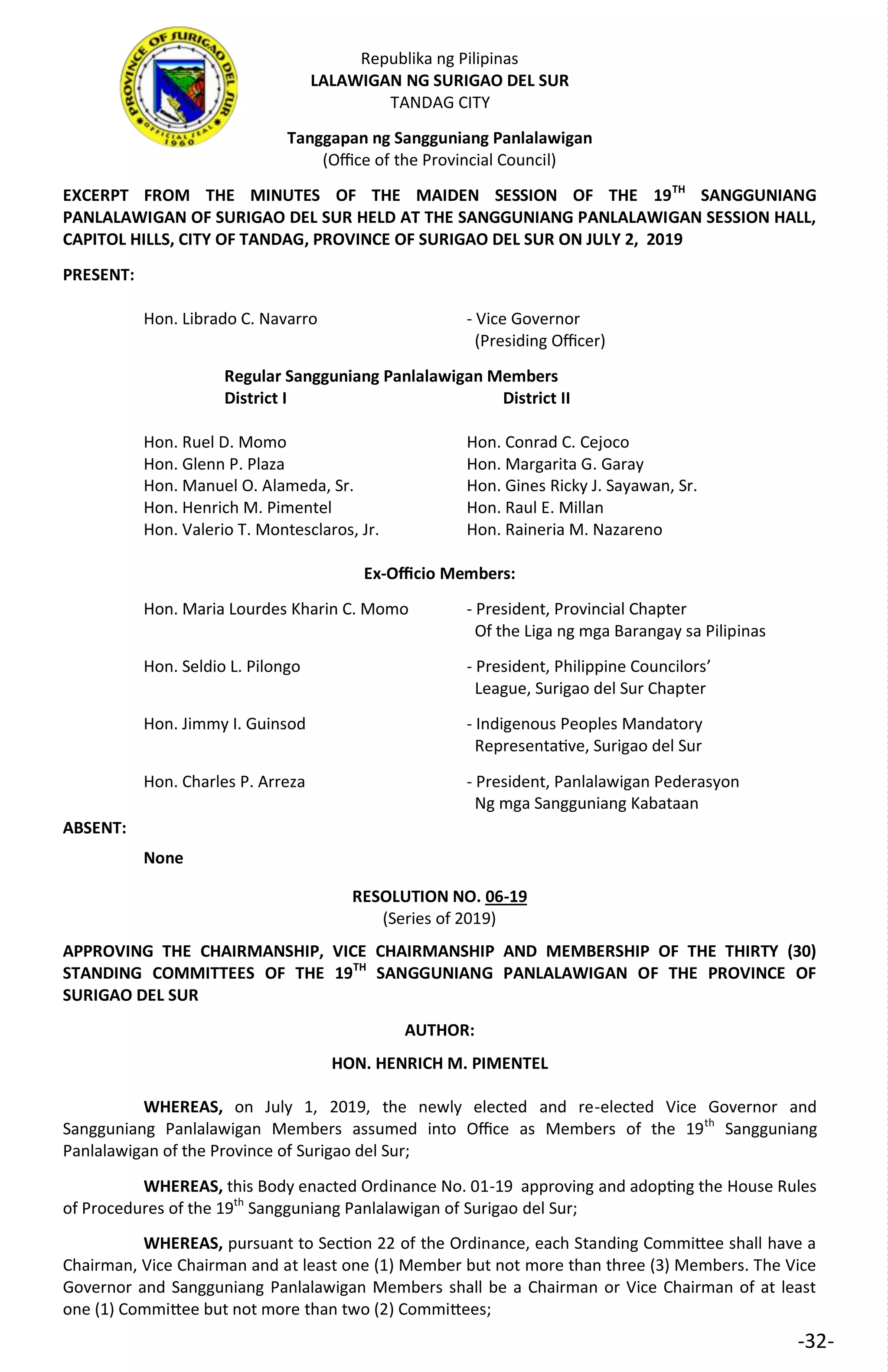 19th Sangguniang Panlalawigan House Rules of Procedures and Committee ...
