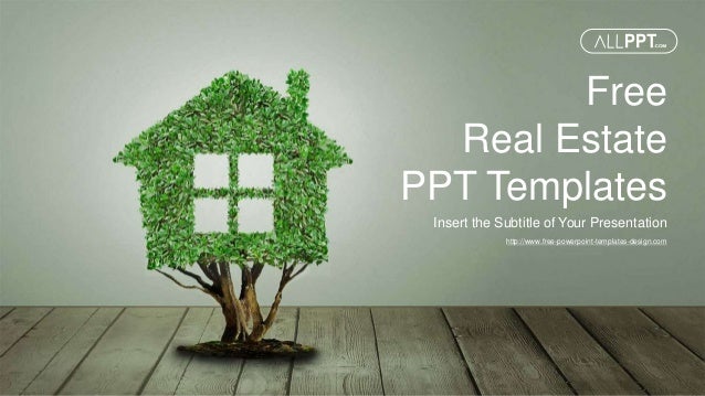 House shaped green plant power point templates | PPT