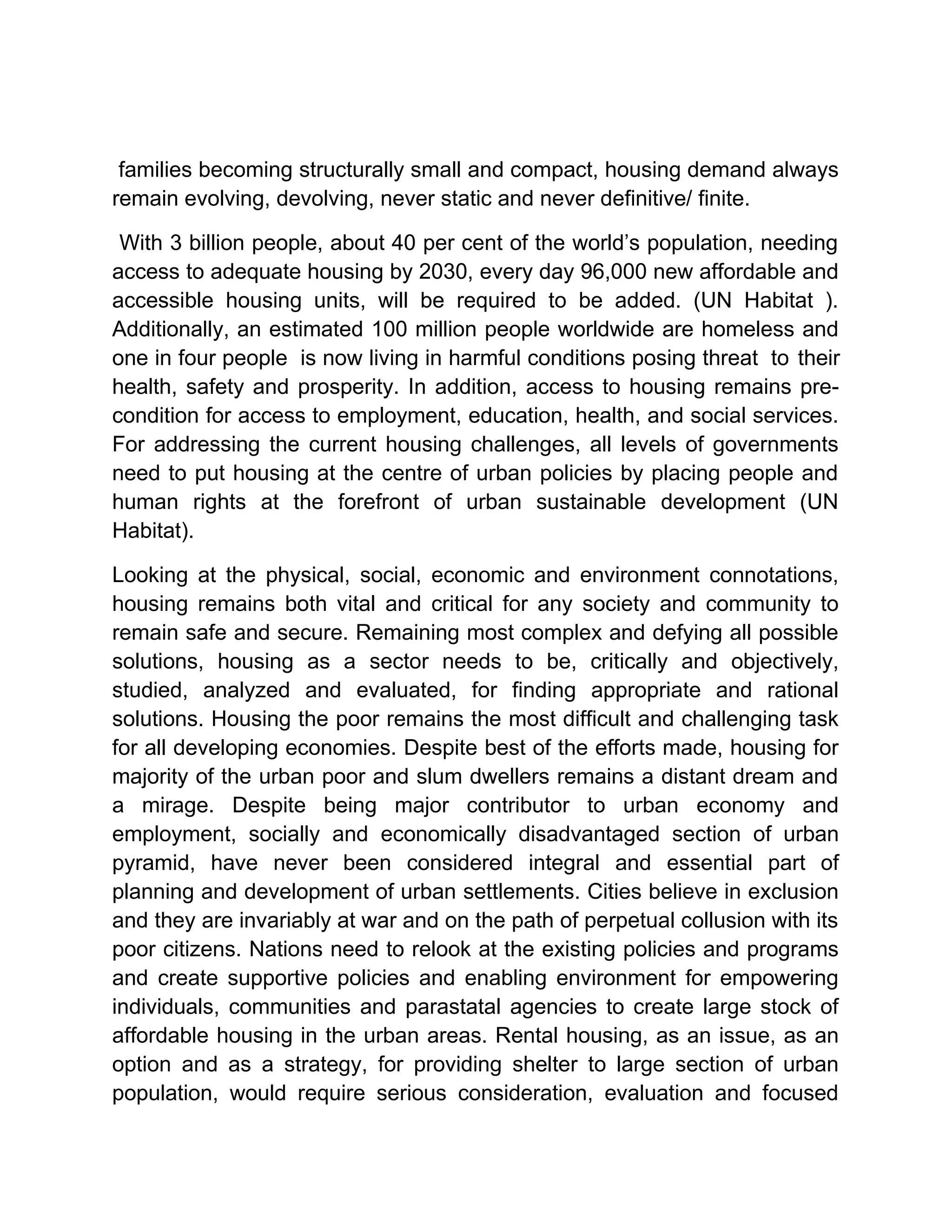 Housing -Role , Relevance, Importance - Pref | DOCX