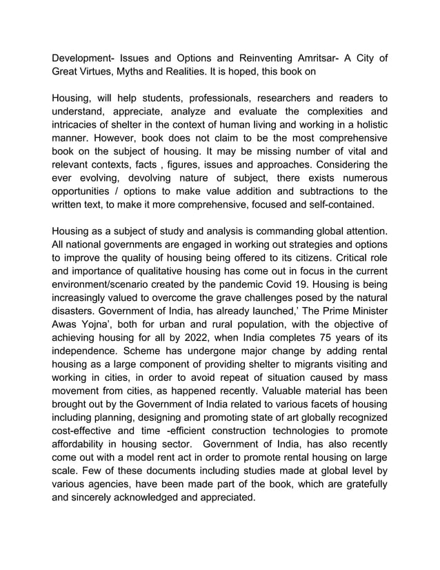 Housing -Role , Relevance, Importance - Pref | DOCX | Government Support and Welfare | Financial ...