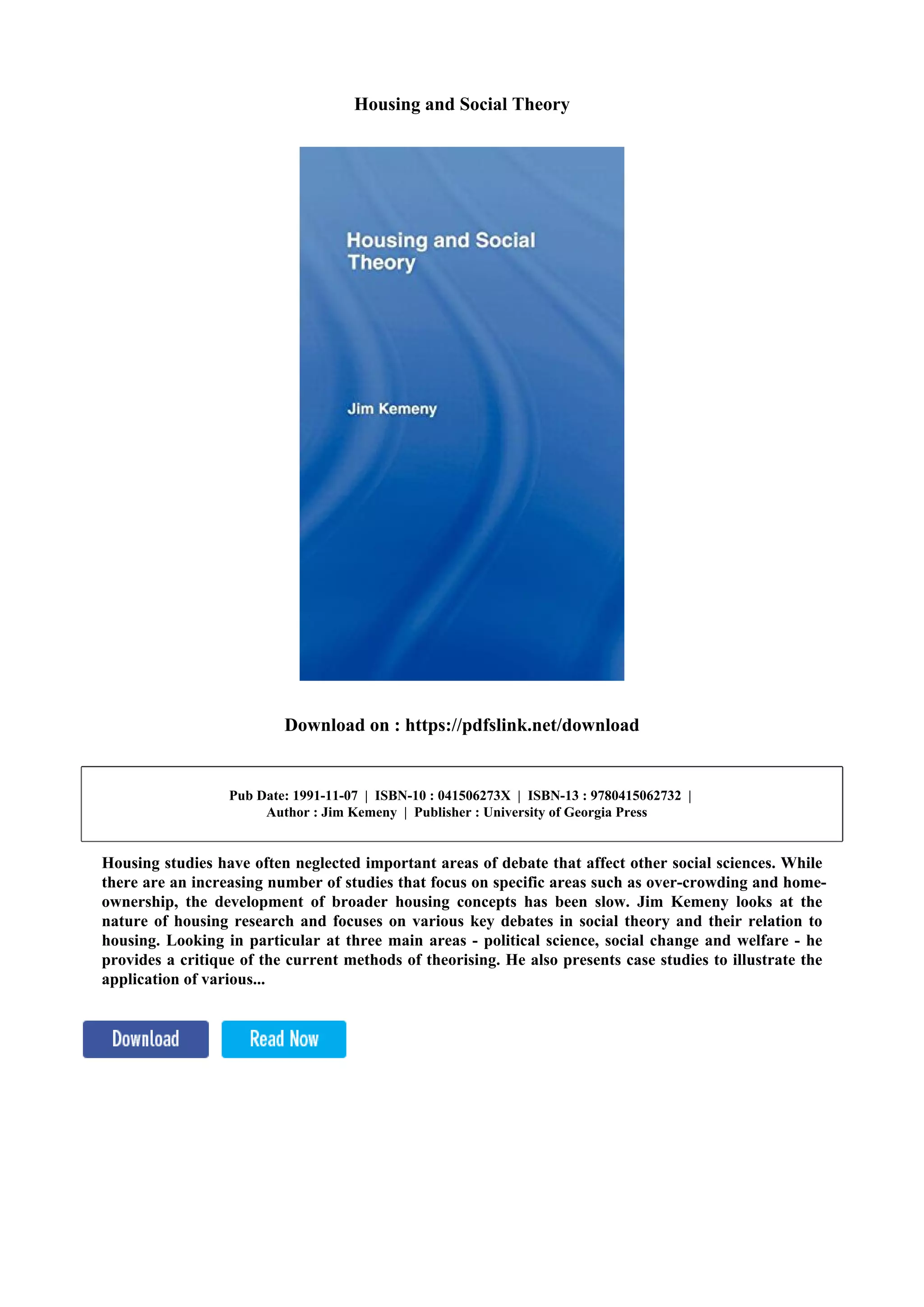 Housing and social theory | PDF
