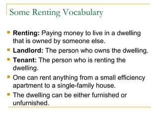 Housing - Buying vs. Renting | PPT