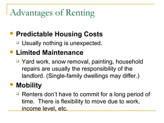 Housing - Buying vs. Renting | PPT