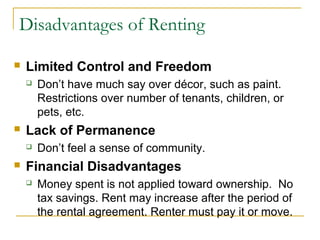 Housing - Buying vs. Renting | PPT