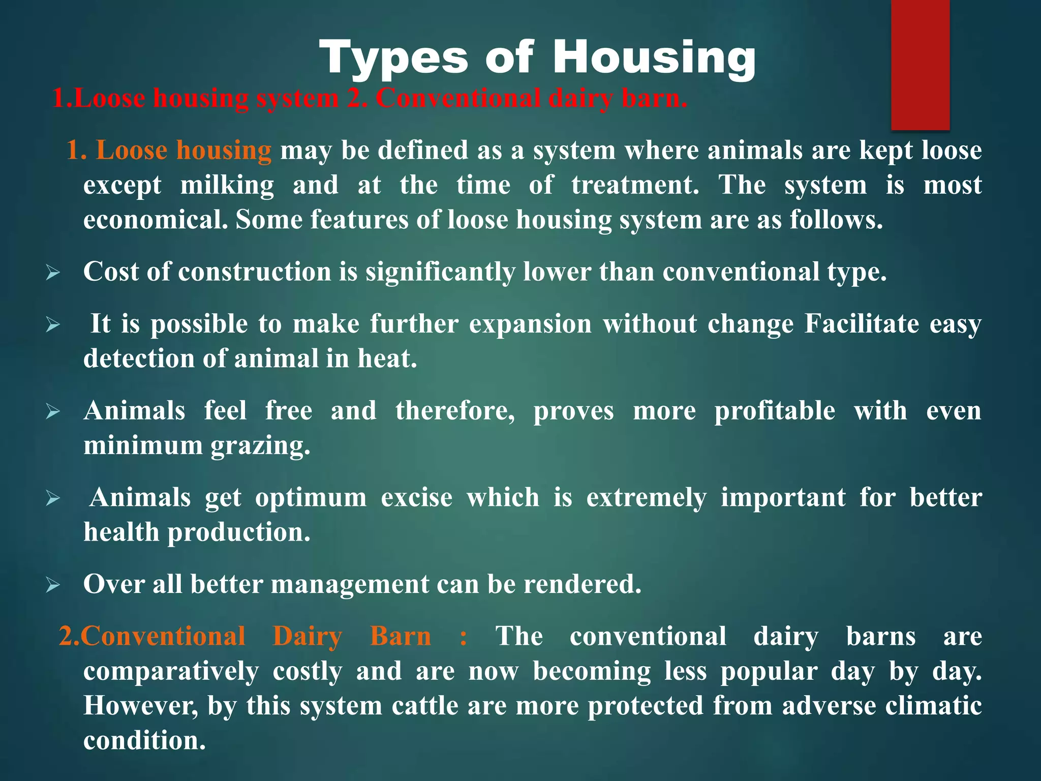 Housing & Equipments for dairy cows | PPTX