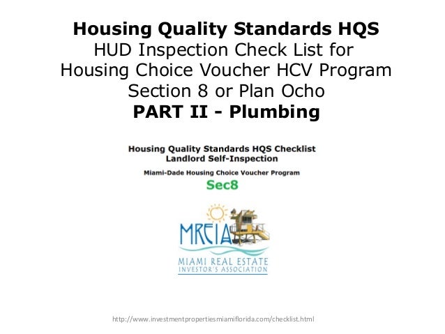 Housing Quality Standards HQS Part II Plumbing