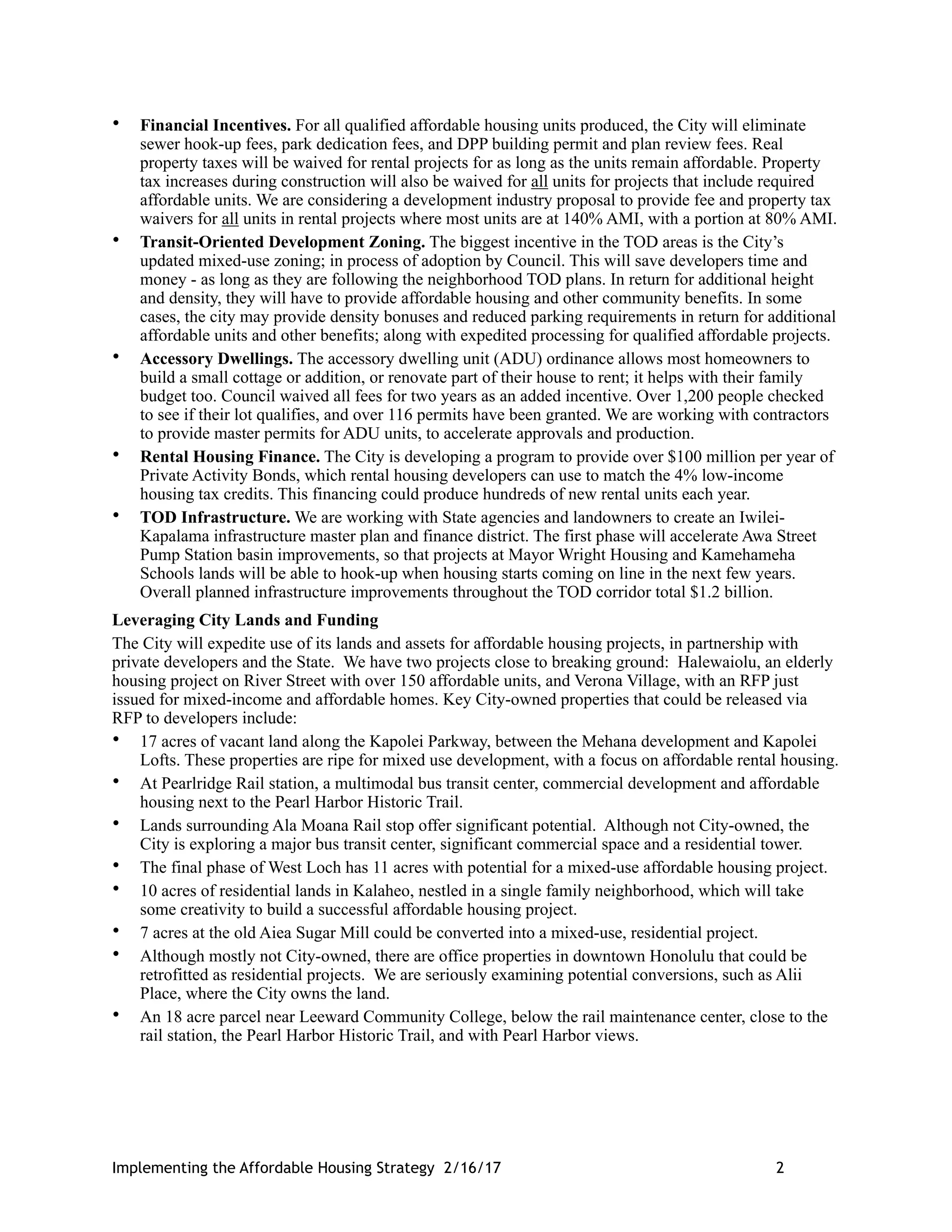 Mayor Caldwell's Housing Strategy Handout | PDF