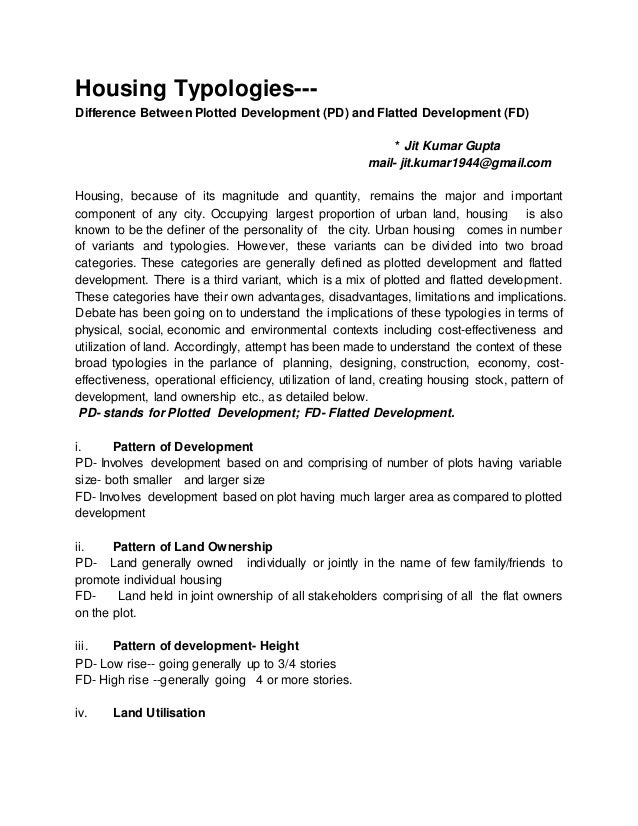 Housing Typlogies- Difference between Plotted Development and Flatted ...