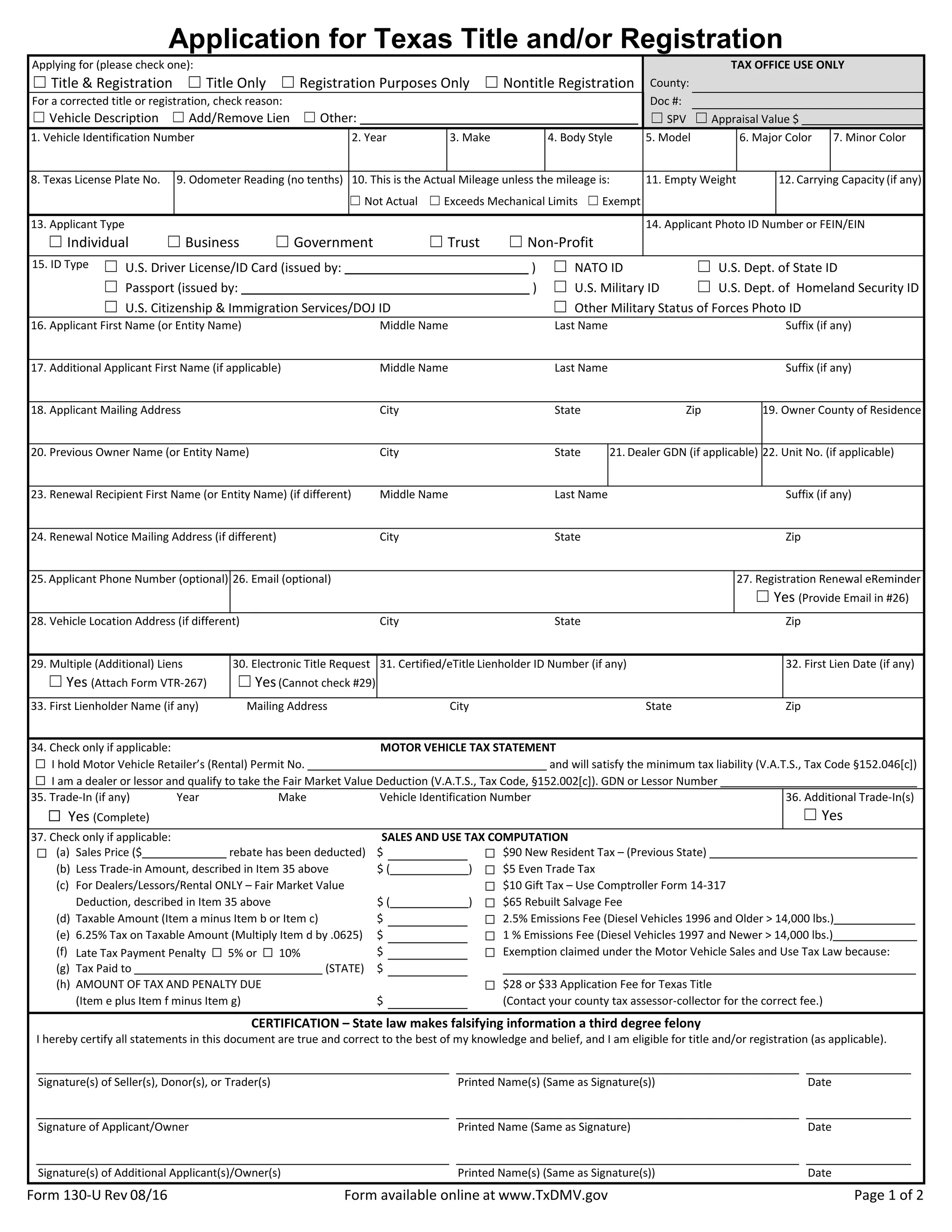 Houston auto title transfer form pdf | PDF