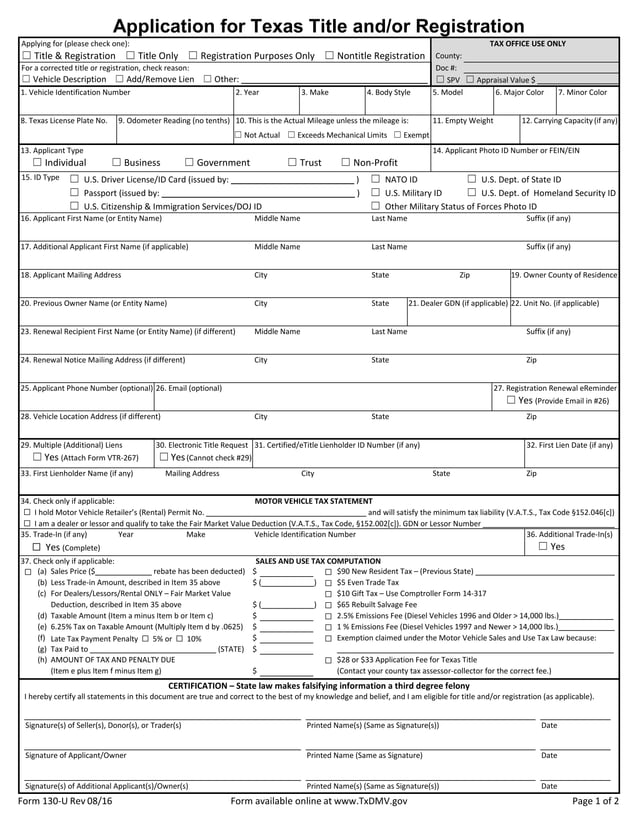 Houston auto title transfer form pdf | PDF