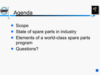 World class factory equipment spare parts program | PPT