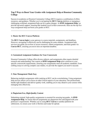Top 5 Ways to Boost Your Grades with Assignment Help at Houston ...
