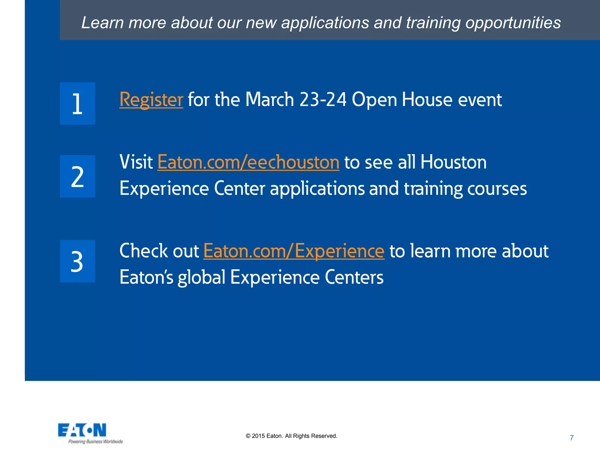 7 Reasons you should visit Eaton's Houston Experience Center | PDF