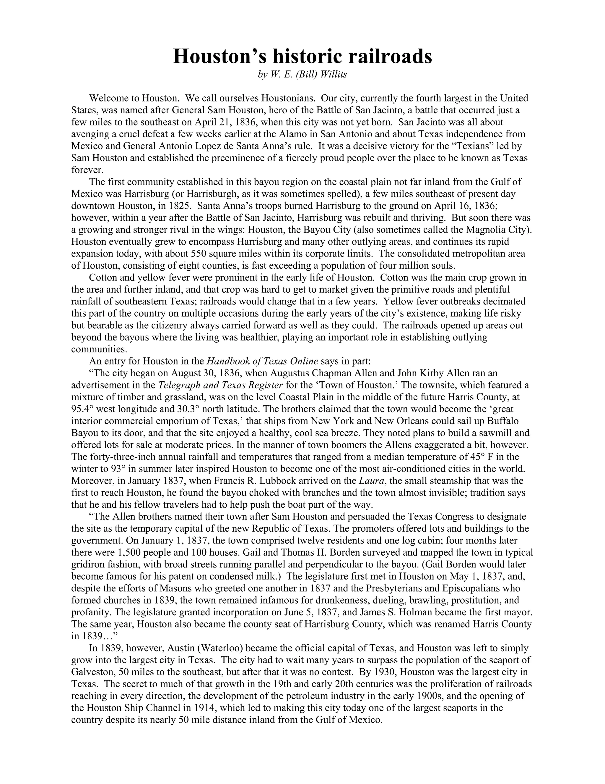 Houston Historic Railroads | PDF