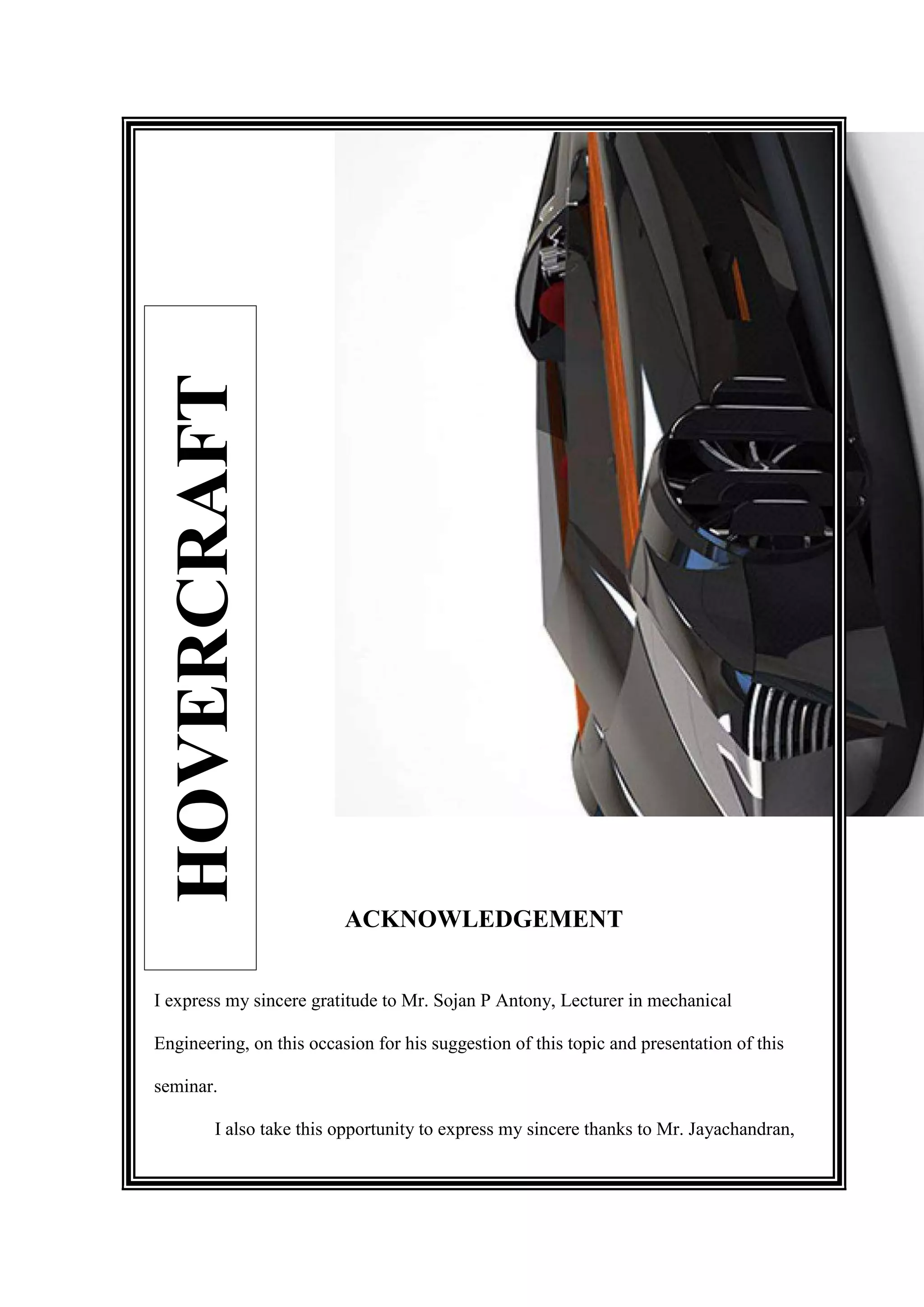 Hovercraft seminar report | DOCX