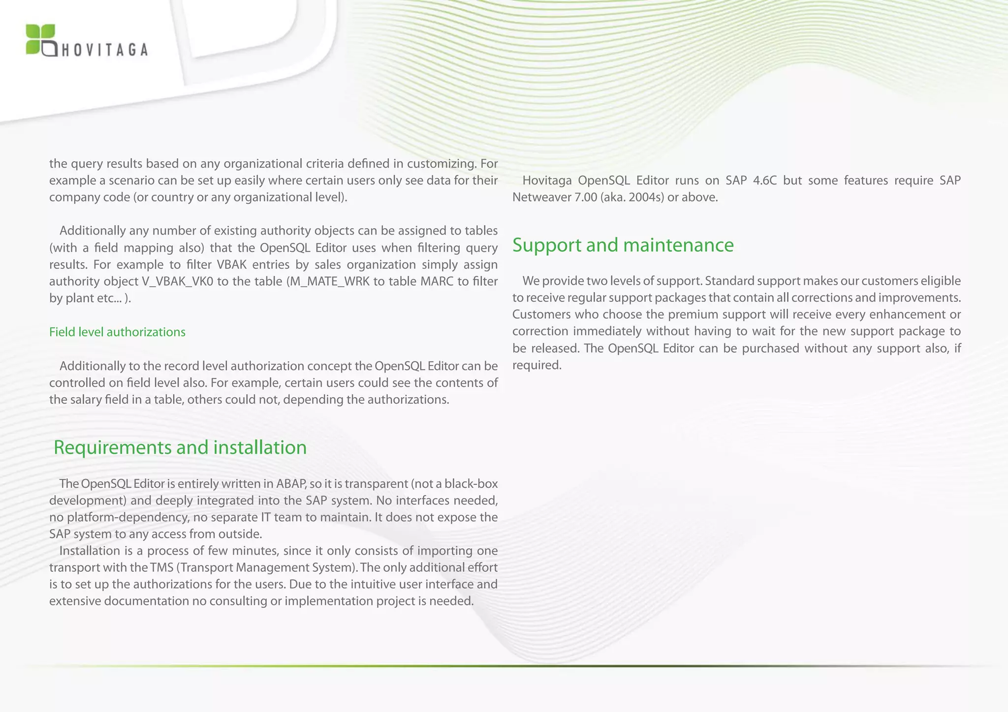Hovitaga OpenSQL Editor - Comparison with SE16 and SAP query | PDF