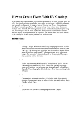 How to create flyers with uv coatings | PDF