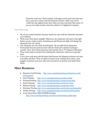 How to prepare a blueprint solution for sun printing | PDF