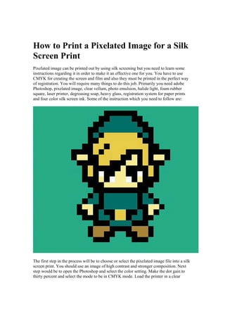 How to print a pixelated image for a silk screen print | PDF