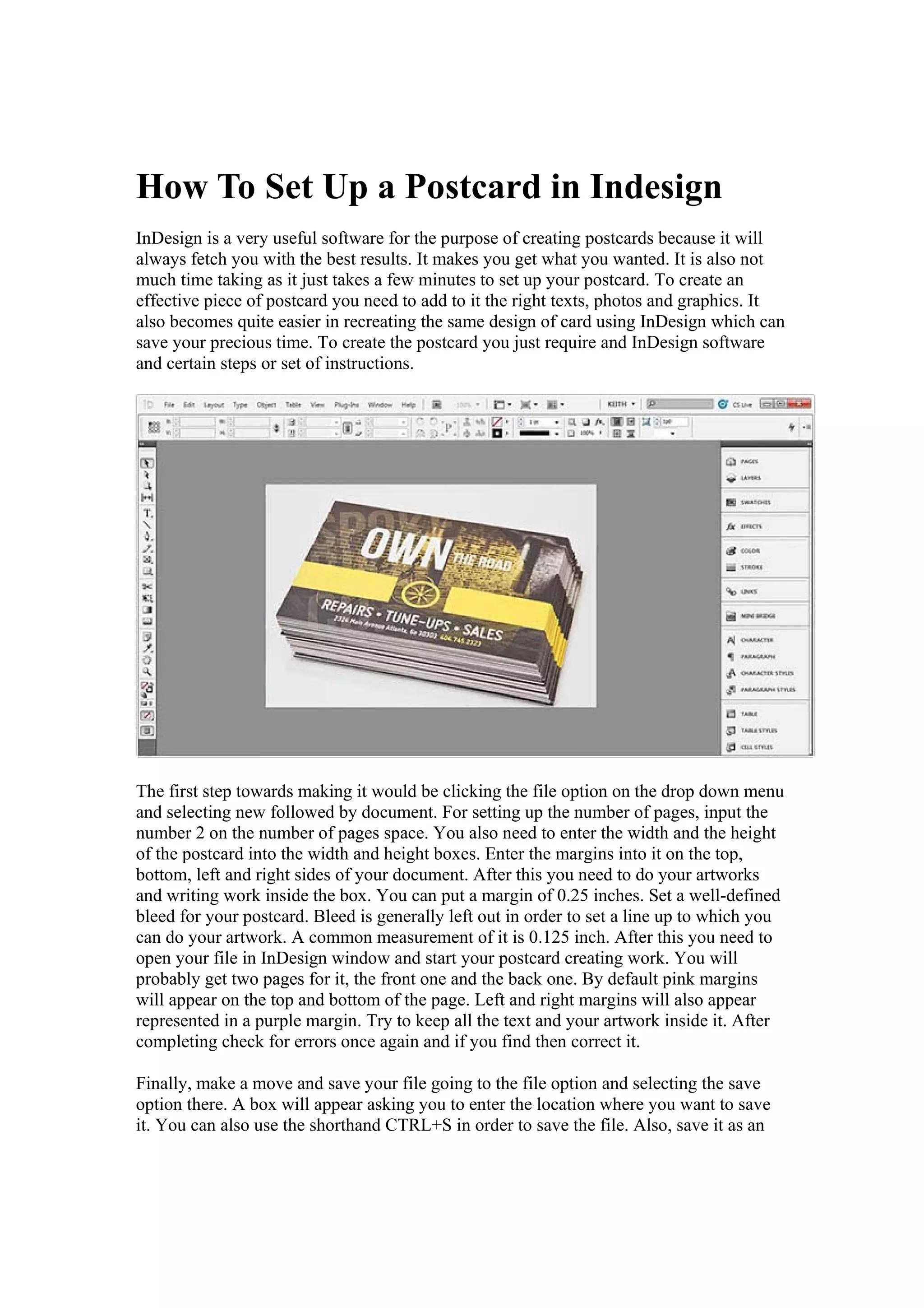 How to set up a postcard in indesign | PDF